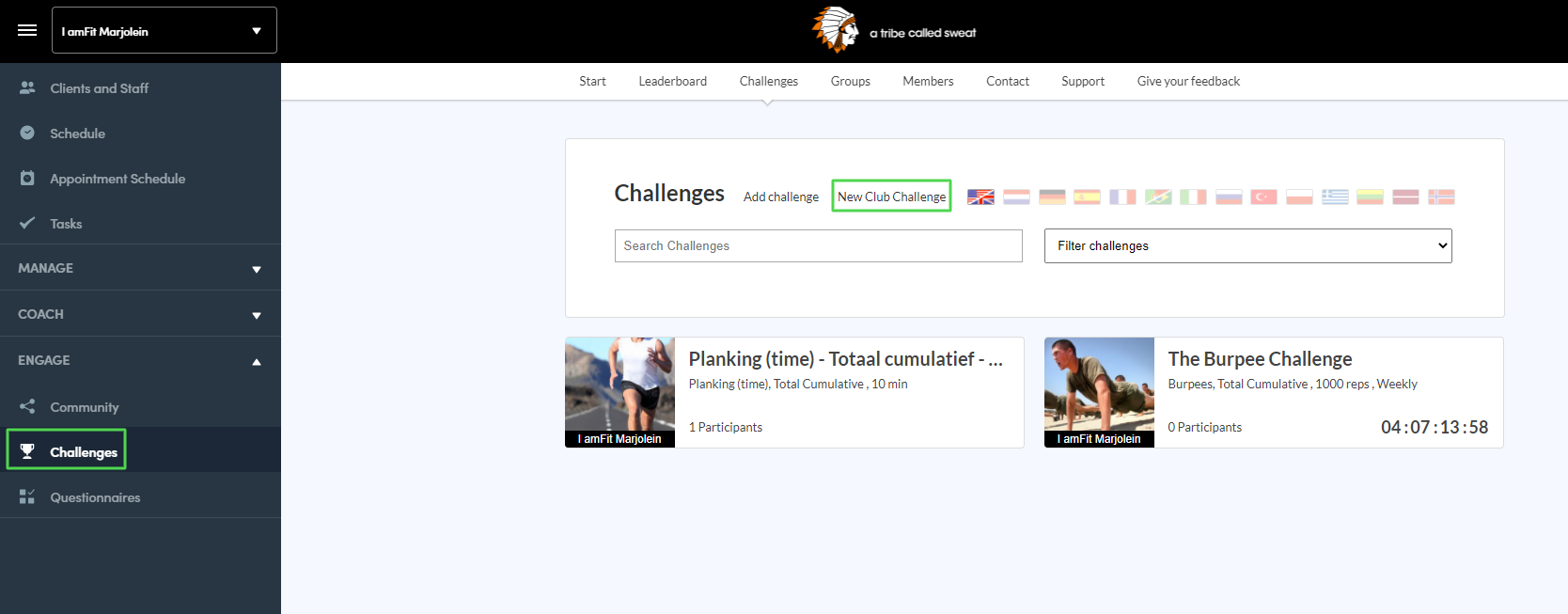 How do I create a club challenge?