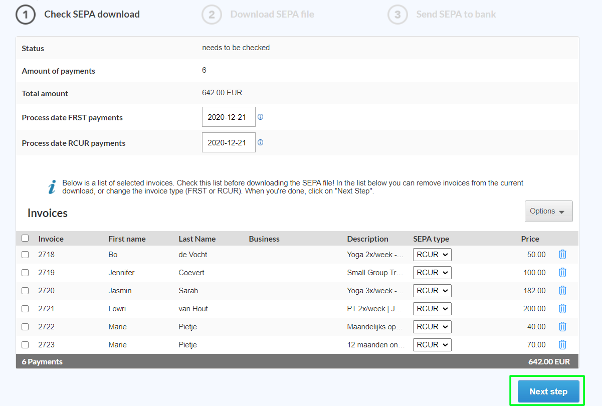 How do I process payments using SEPA?