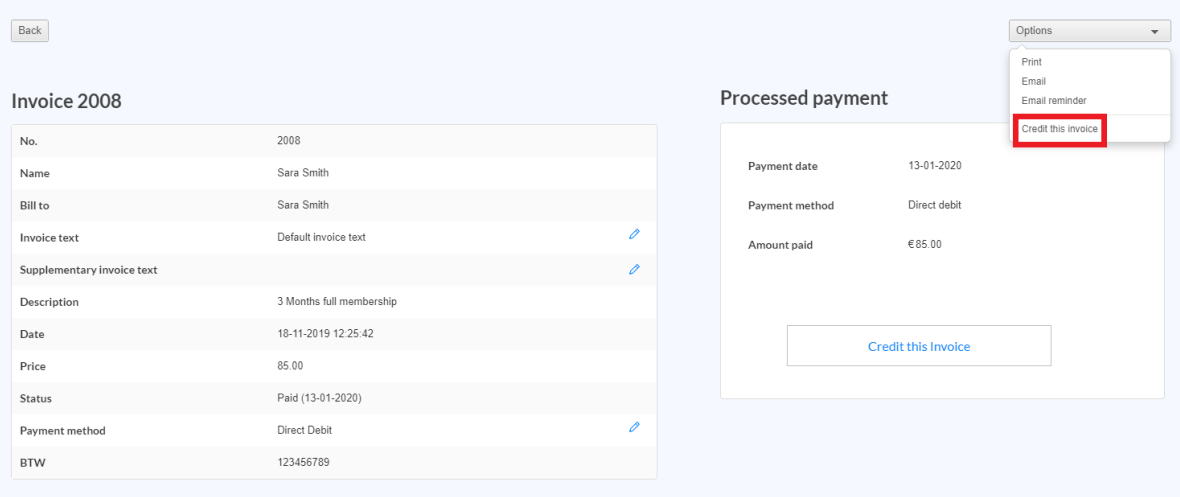 How do I credit an invoice?