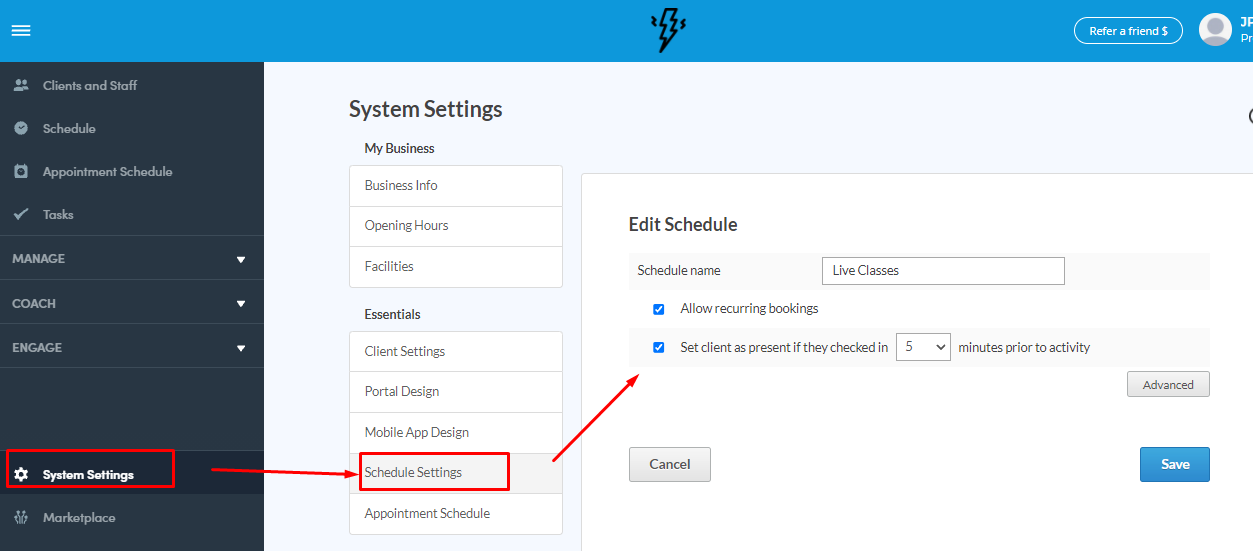 How to track class attendance in the Schedule